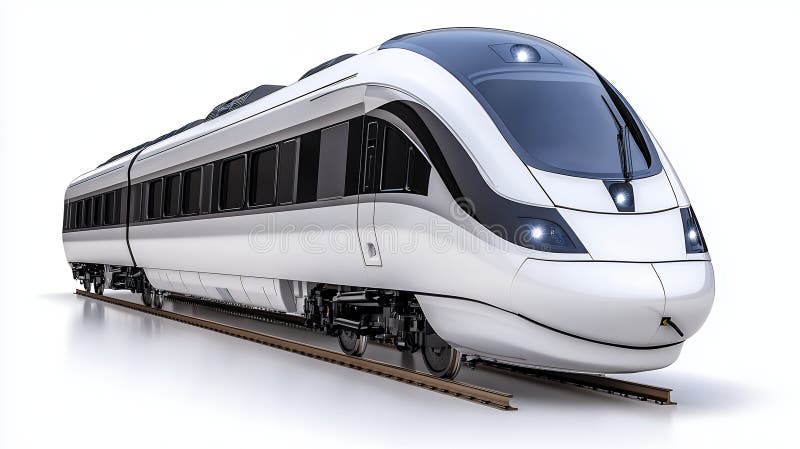 Modern White High Speed Train on White Background Stock Illustration ...