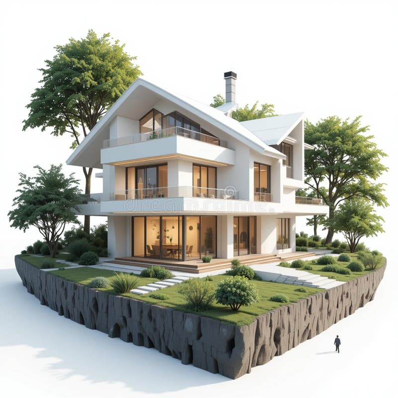 Modern White House with a Sleek, Angular Design and Extensive Glass ...