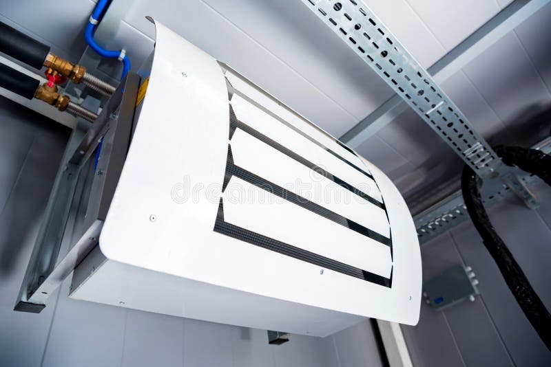 Modern White Industrial Air Conditioner on the Wall Stock Photo - Image ...