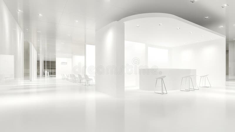 Modern White Interior Design: Clean Lines and Bright Lighting Stock ...
