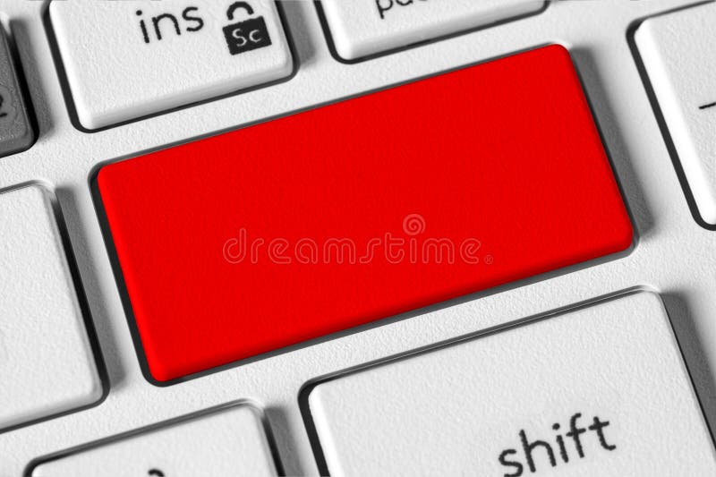 Modern White Keyboard with Blank Red Key To Enter Text or Logo. Concept ...