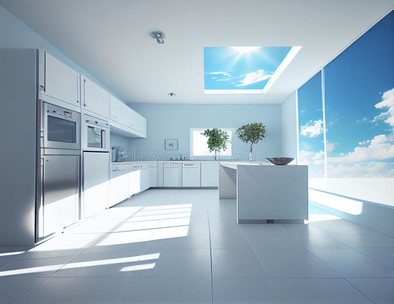 Modern white kitchen stock illustration. Illustration of elegance ...