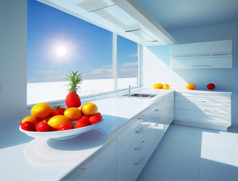 Modern white kitchen stock illustration. Illustration of counter ...