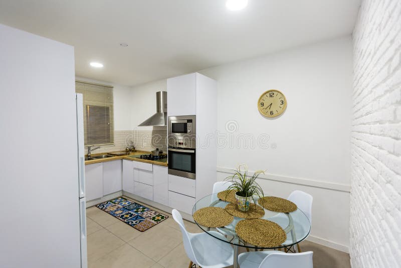 Modern White Kitchen Clean Interior Design Stock Image - Image of ...