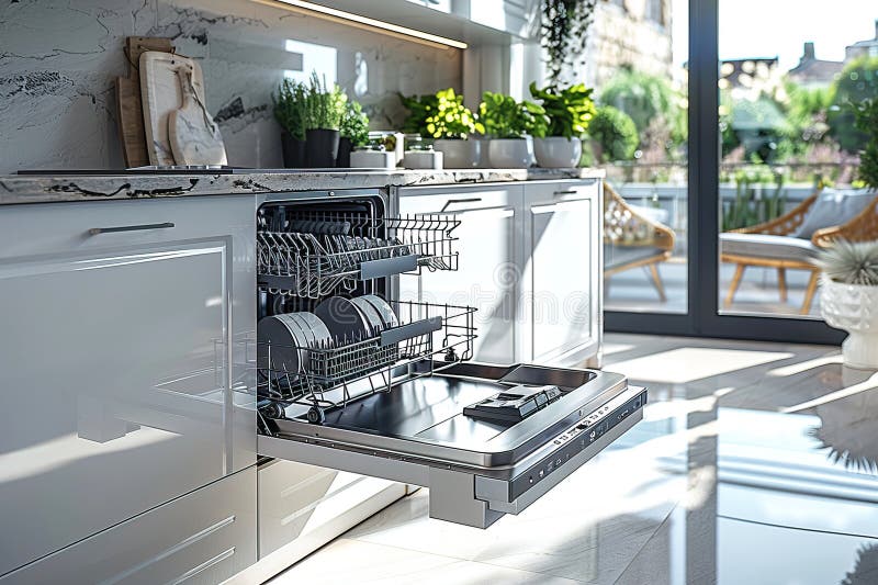 Clean Spacious Open Dishwasher Organized Kitchen Stock Photos - Free ...