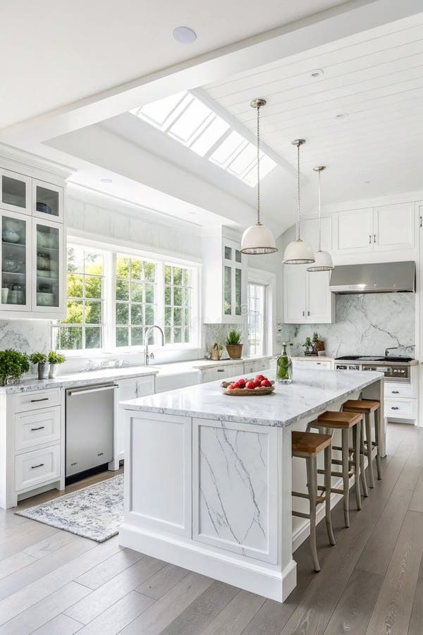 Modern White Kitchen Clean Interior Design Deco Architecture Stock ...