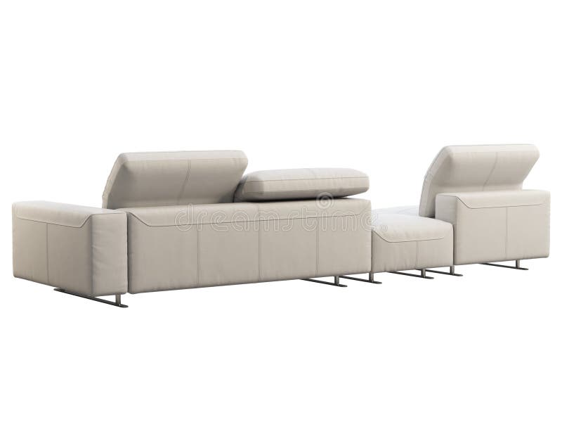 Modern White Leather Modular Sofa with Adjustable Backrest. 3d Render ...