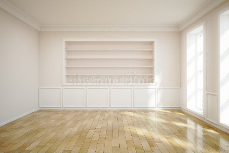 Modern White Library Interior Stock Illustration - Illustration of ...