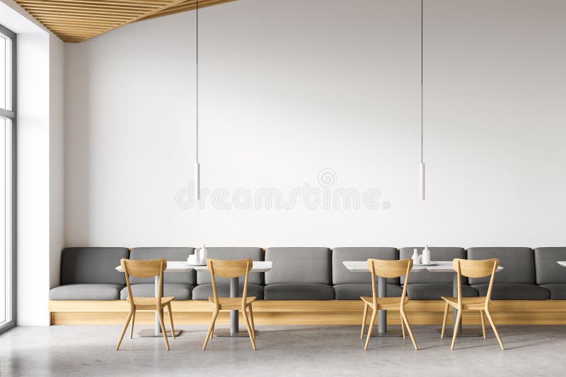 Modern White Loft Restaurant Interior Stock Illustration - Illustration ...