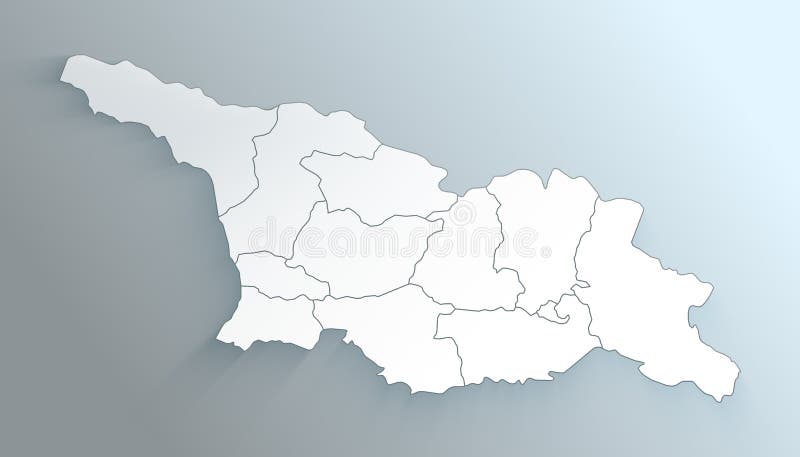 Modern White Map of Georgia with Regions with Shadow Stock Illustration ...