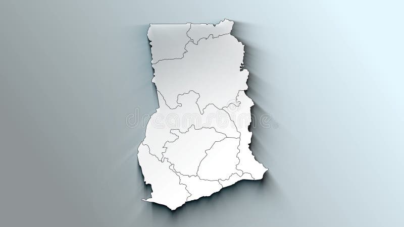 Modern White Map of Ghana with Regions Stock Video - Video of outline ...