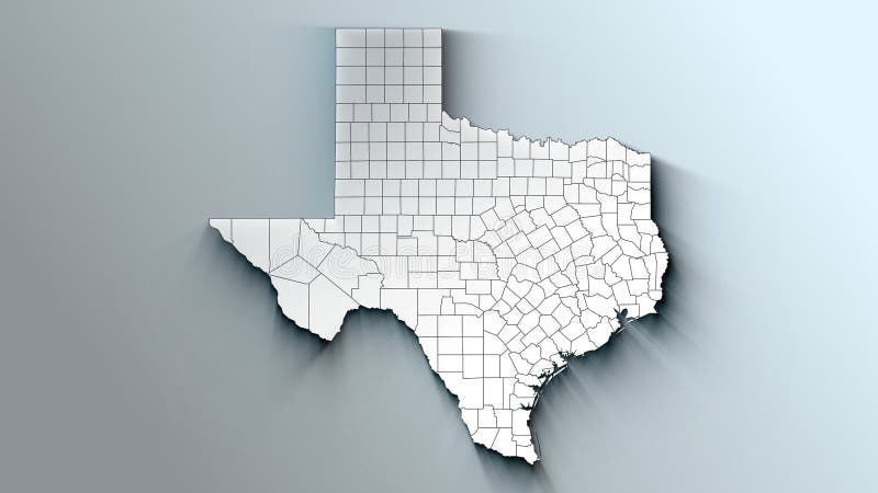 Modern White Map of Texas with Counties Stock Illustration ...