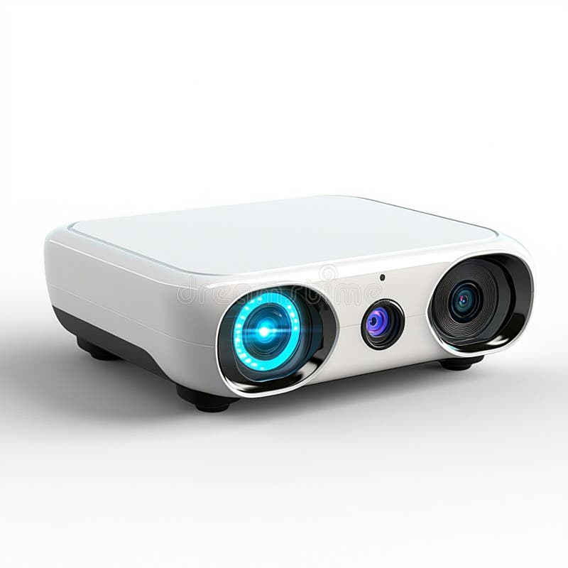Modern White Mini Projector Smart Home Device Technology Lens Blue ...