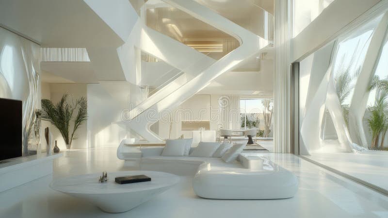 Modern White Minimalist Interior Design Stock Illustration ...