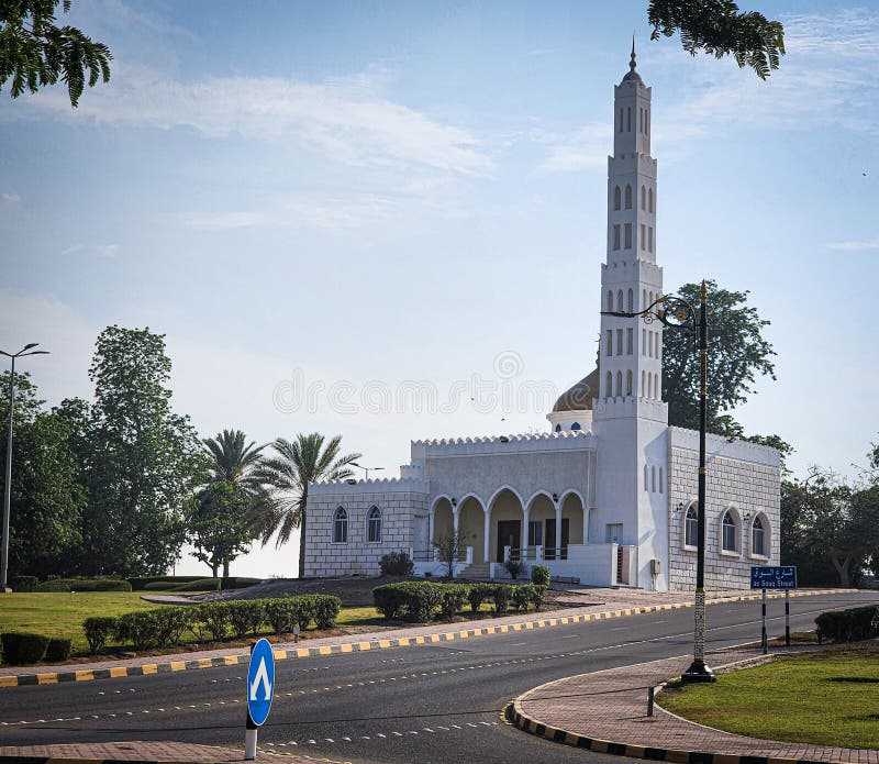 Modern White Mosque in Oman. Stock Photo - Image of white, modern ...