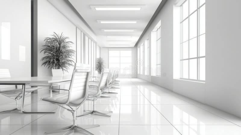 Modern White Office Corridor Design. AI Generated Stock Illustration ...