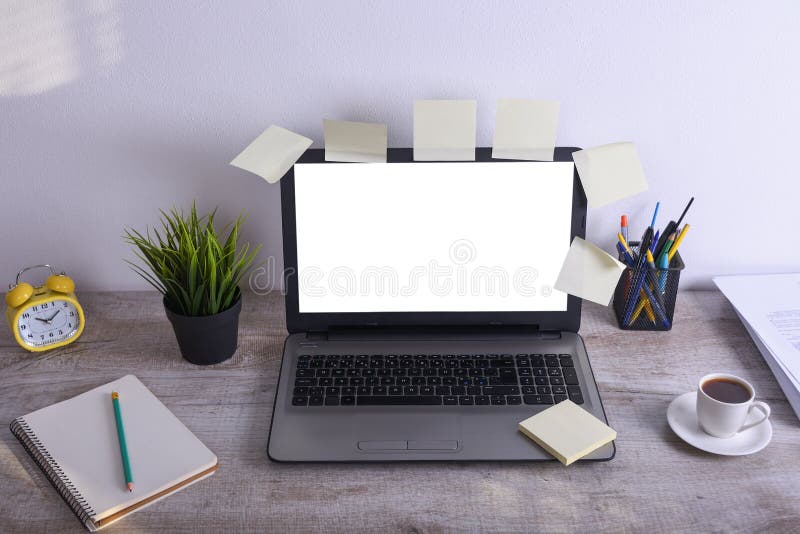 Modern White Office Desk Table Mockup ,work Space with Laptop Computer ...