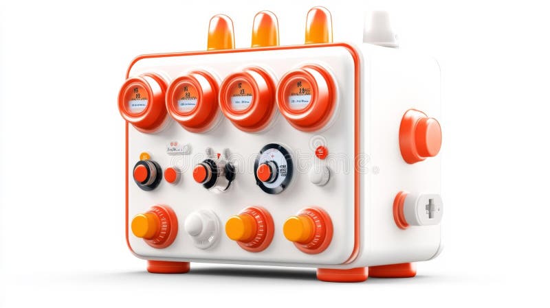 Modern White and Orange Control Box with Dials and Indicators Stock ...