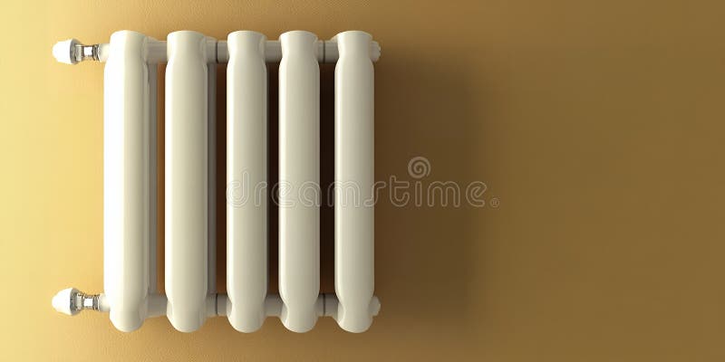 Modern White Panel Radiator on Beige Wall Home Heating System Interior ...