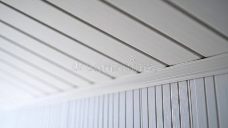 Modern White Paneled Ceiling and Wall Design Stock Photo - Image of ...