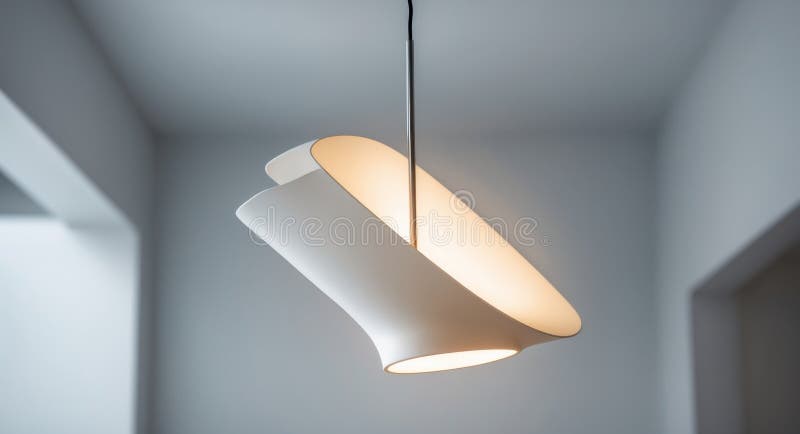 Modern White Pendant Light Fixture Soft Glow Interiors Stock Photos ...