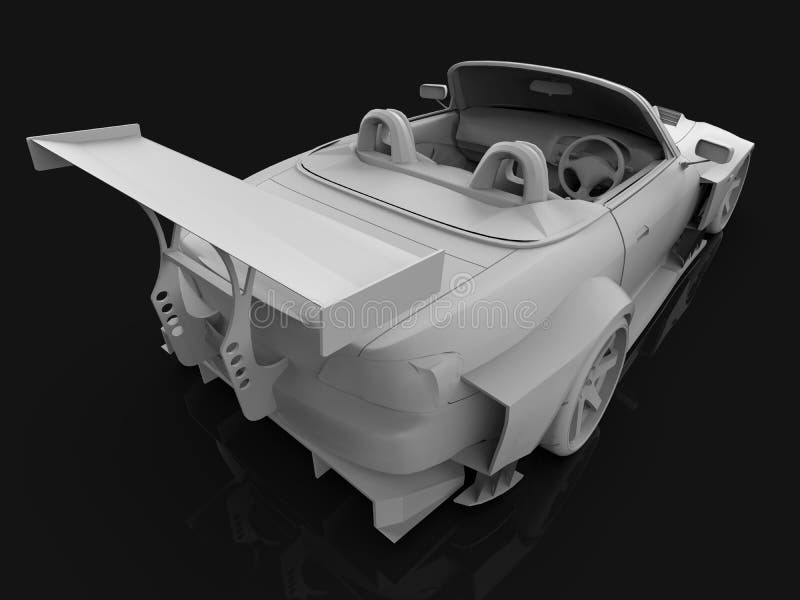 Modern White Plastic Sports Convertible. Open Car with Tuning. 3d ...