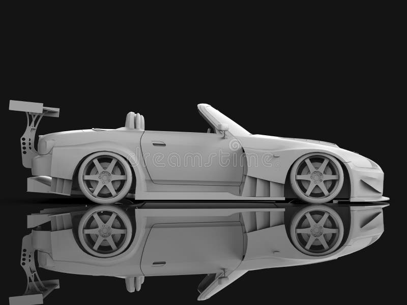 Modern White Plastic Sports Convertible. Open Car with Tuning. 3d ...