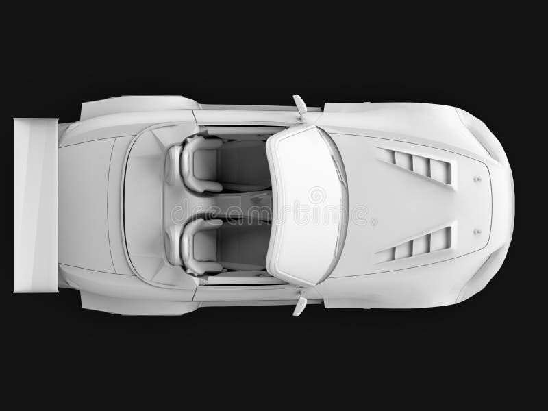 Modern White Plastic Sports Convertible. Open Car with Tuning. 3d ...