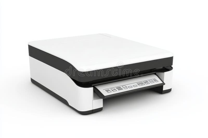 A Modern White Printer with a Sleek Design Featuring a Paper Tray and a ...