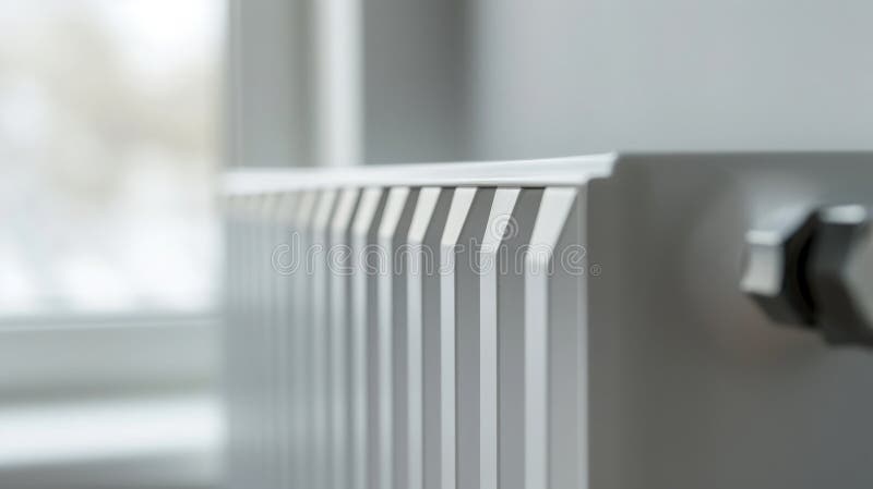 AI Generated Modern White Radiator with Blurred Background Near Window ...