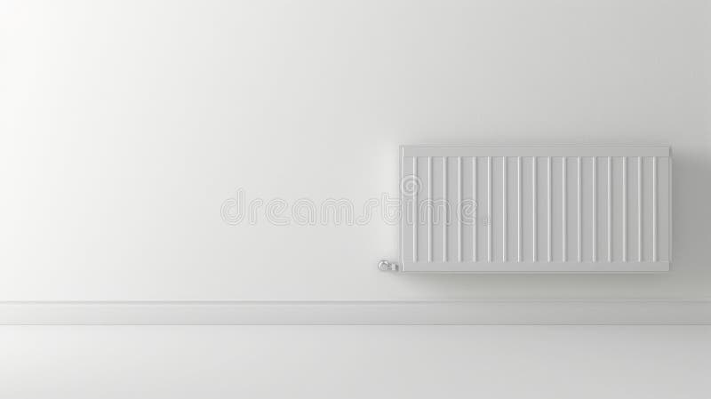 Modern White Radiator on Plain White Wall Background with Sunlight and ...