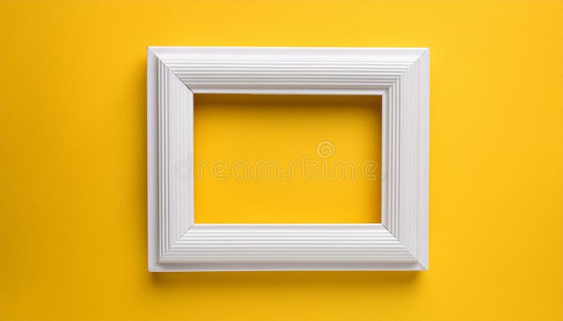 Modern White Rectangular Frame on Yellow Background. Frame for Photos ...