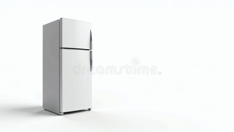 Modern White Refrigerator Isolated on White Background, High Angle View ...