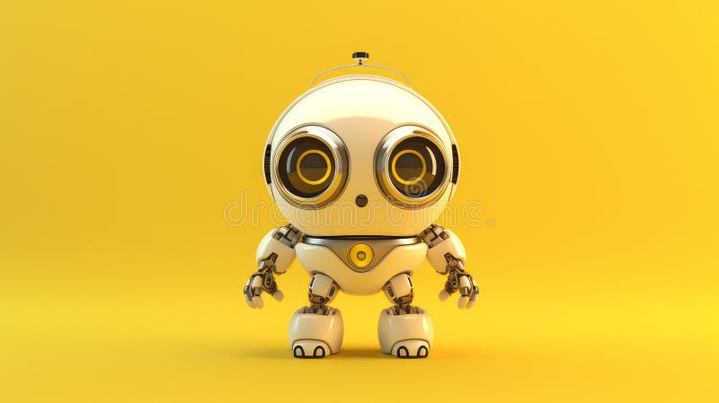 Modern, White Robot on a Yellow Background. AI Generated. Stock ...