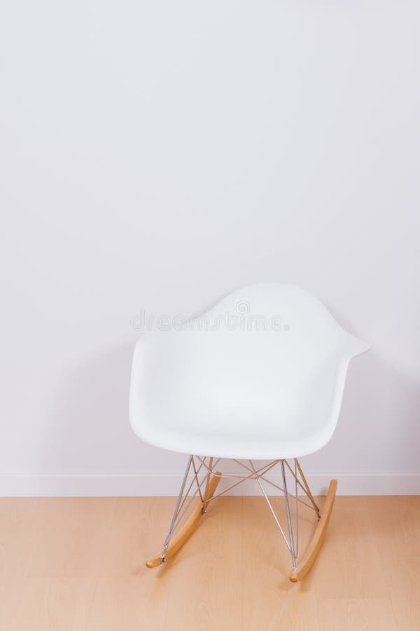 Modern White Rocking Chair and Wall Stock Image - Image of modern, room ...