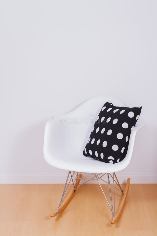 Modern White Rocking Chair and Wall Stock Photo - Image of rocking ...