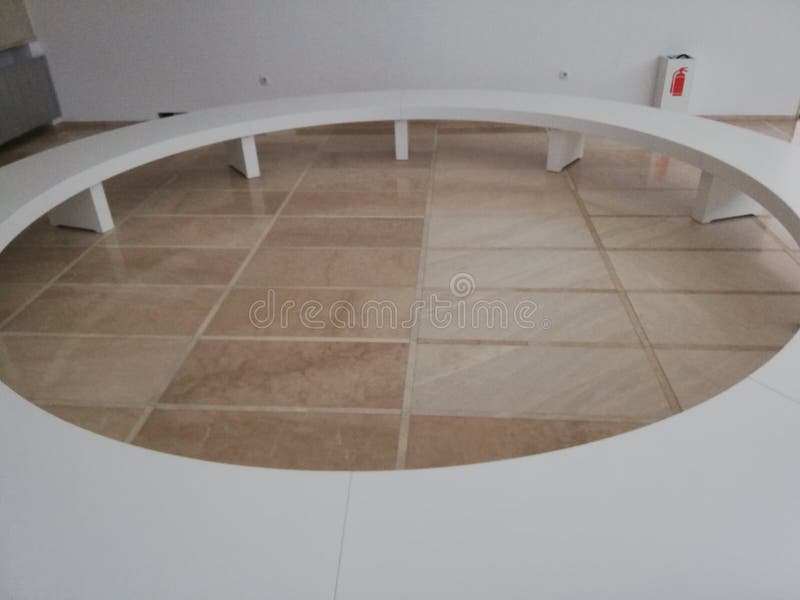 Modern White Round Bench, Indoor Design Stock Image - Image of ...