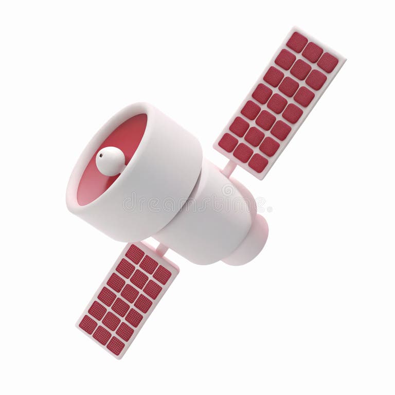 Modern White Satellite with Red Solar Panels for Space Communication ...