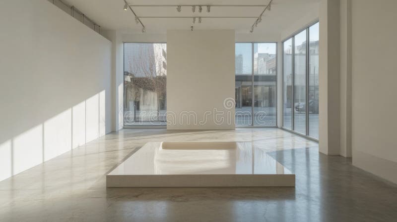 Modern White Sculpture Installation in Minimalist Gallery Stock Illustration - Illustration of ...