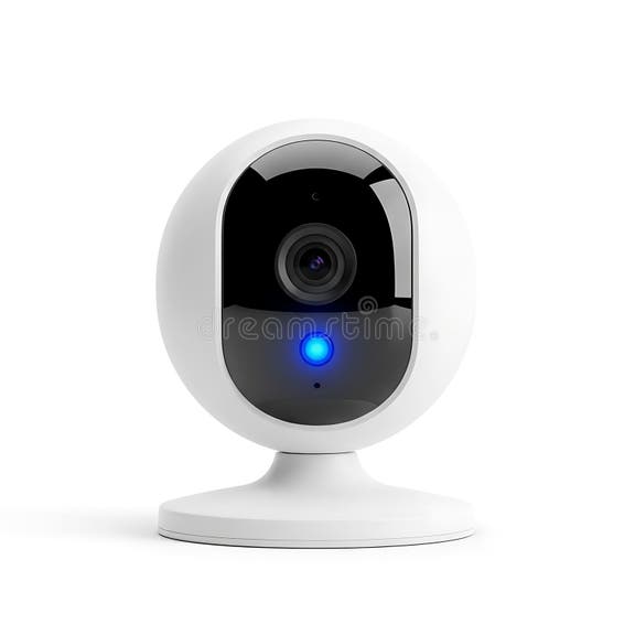Modern White Security Camera with Blue Led Indicator Light White ...