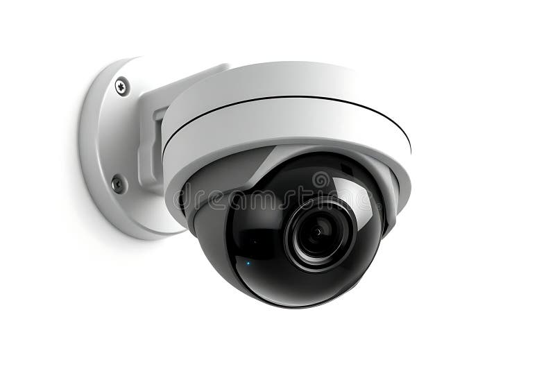 Modern White Security Camera Dome Lens Wall Mount System Stock ...