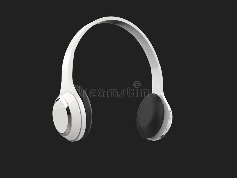 Modern White Slim Wireless Headphones with Silver Details Stock ...
