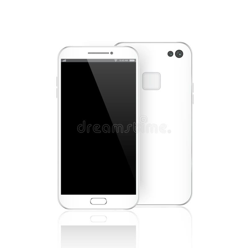 Modern White Smartphone Isolated. Front and Back of Vector Smartphone ...
