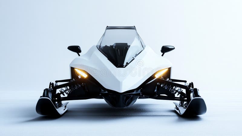 Modern White Snowmobile with Headlights and Windshield Stock Image ...