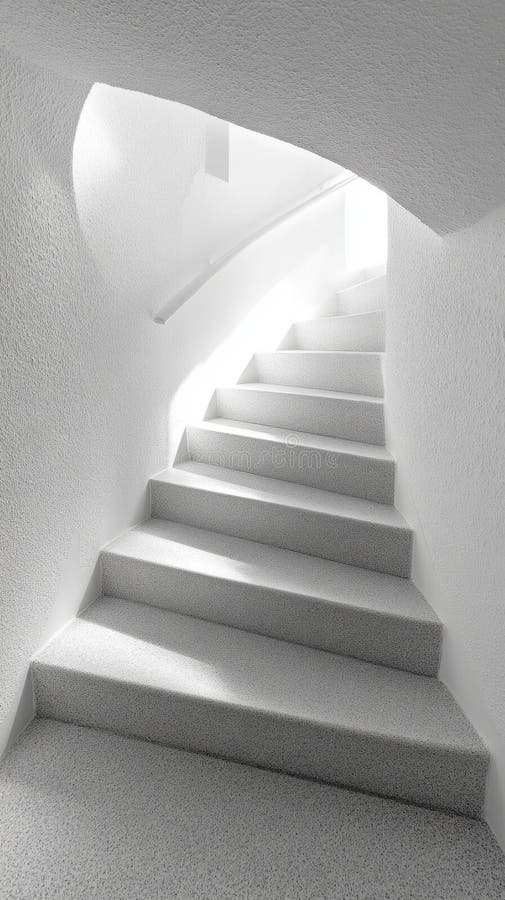 Modern White Staircase Going Up in a Minimalist Style Building with ...