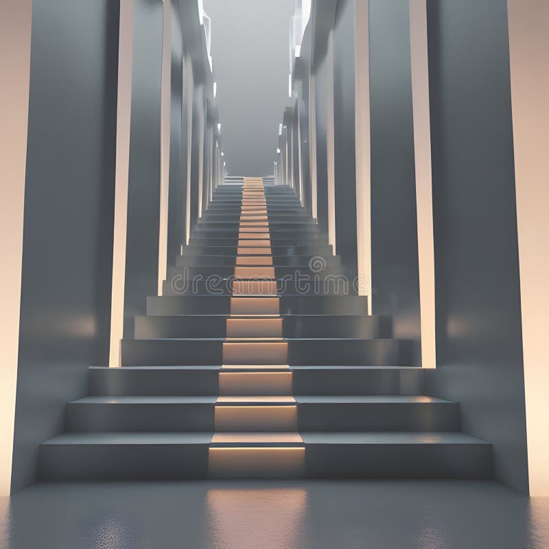 Modern White Staircase with Soft Lighting and Architectural Design ...