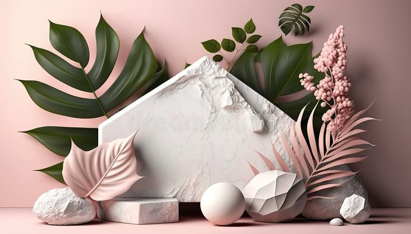 A Modern White Stand for Shooting Objects with a Backdrop of Stone and ...