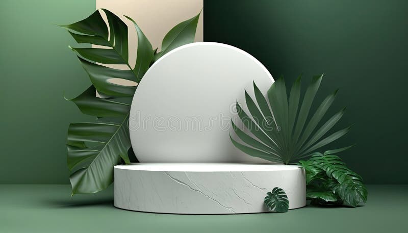 A Modern White Stand for Shooting Objects with a Backdrop of Stone and ...