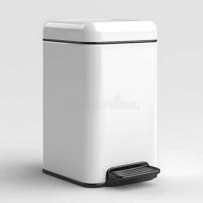 Modern White Step-on Trash Can with Minimalist Design. Stock ...