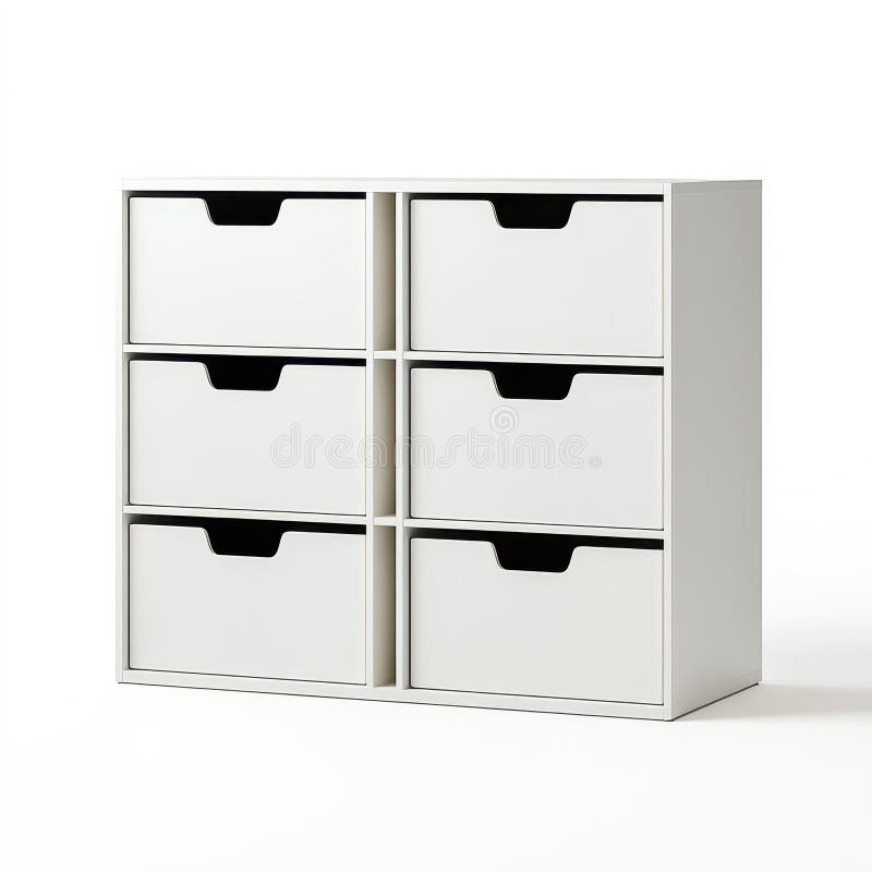 A Modern White Storage Unit with Six Drawers for Organization and ...